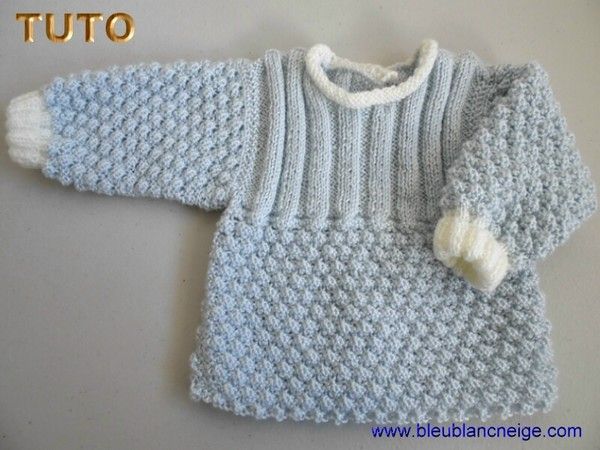 Explications tricot bébé tuto brassière azur écru Explications tricot bébé tuto brassière azur écru
