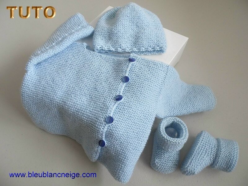 Explications tricot bébé, TUTO ensemble bleu mousse layette Explications tricot bébé, TUTO ensemble bleu mousse layette